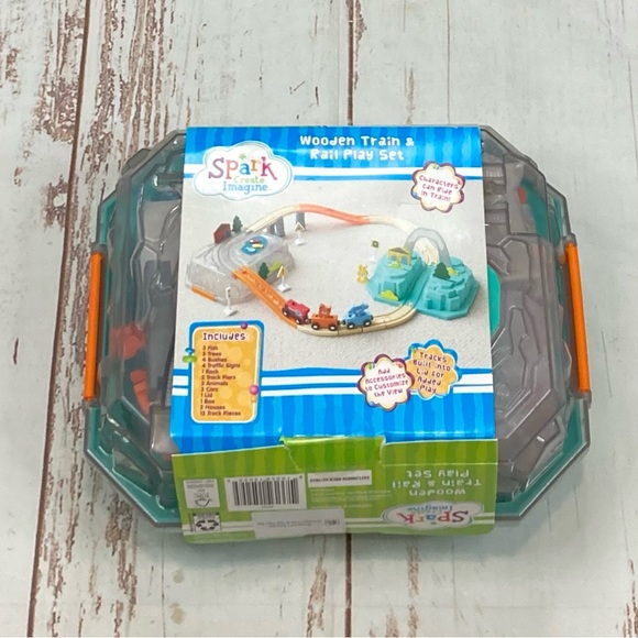 Spark Create Imagine | Toys | Wooden Train Set Rail Playset ...